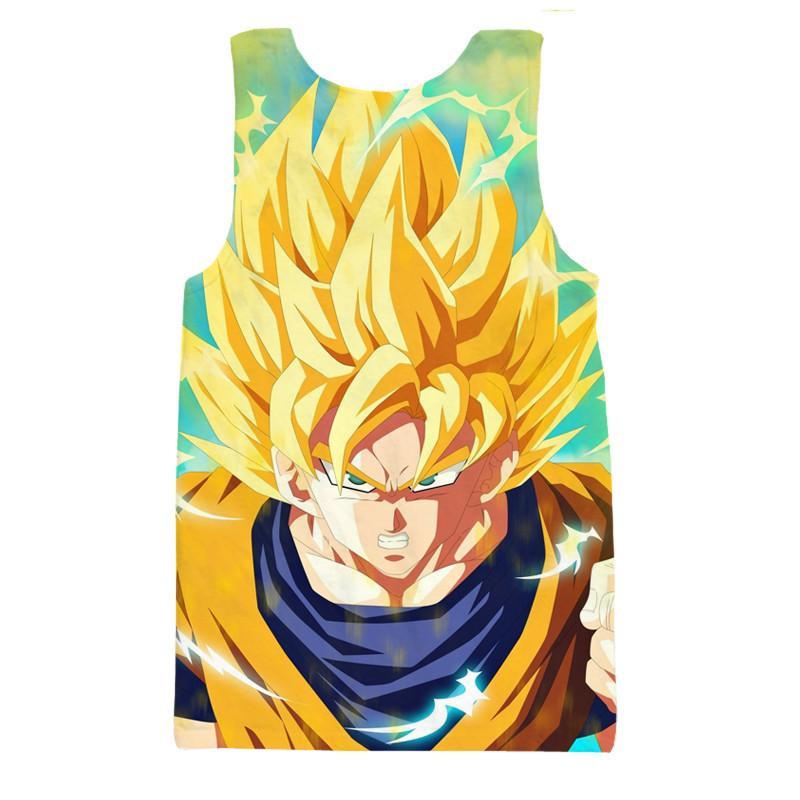 Dragon Ball Goku Super Saiyan Hero Thunder Design Street Style Tank Top