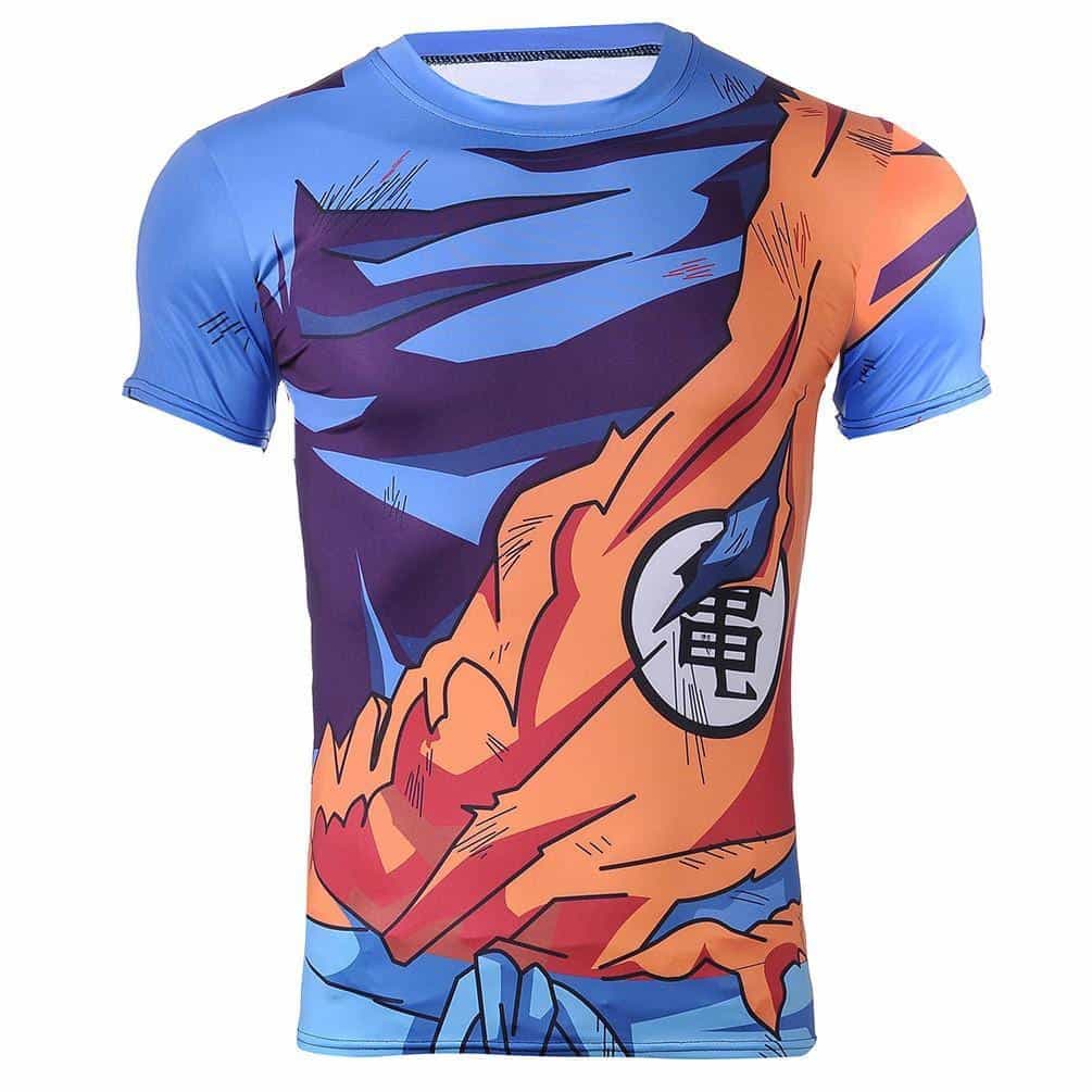 Goku Uniform Outfit Battle Damaged Workout Compression 3D T-Shirt ...