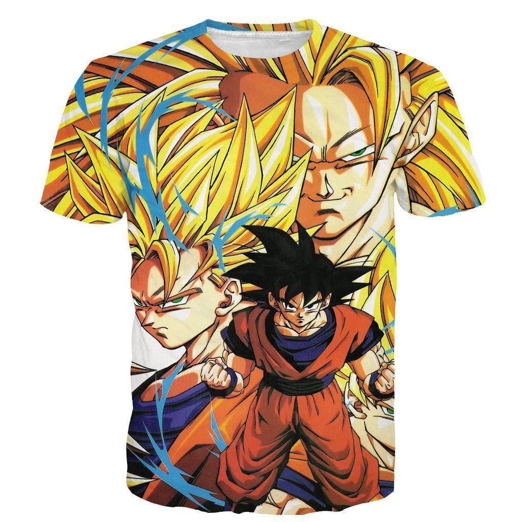Kakarot Son Goku Forms Super Saiyan Transformation 3D T-Shirt